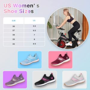 TAILORIA Women's Indoor Cycling Shoes, Breathable, High Performance Indoor Outdoor Bike Shoes - SPD Compatible Pink (Blue, Adult, Women, 8, Numeric, US Footwear Size System, Medium)