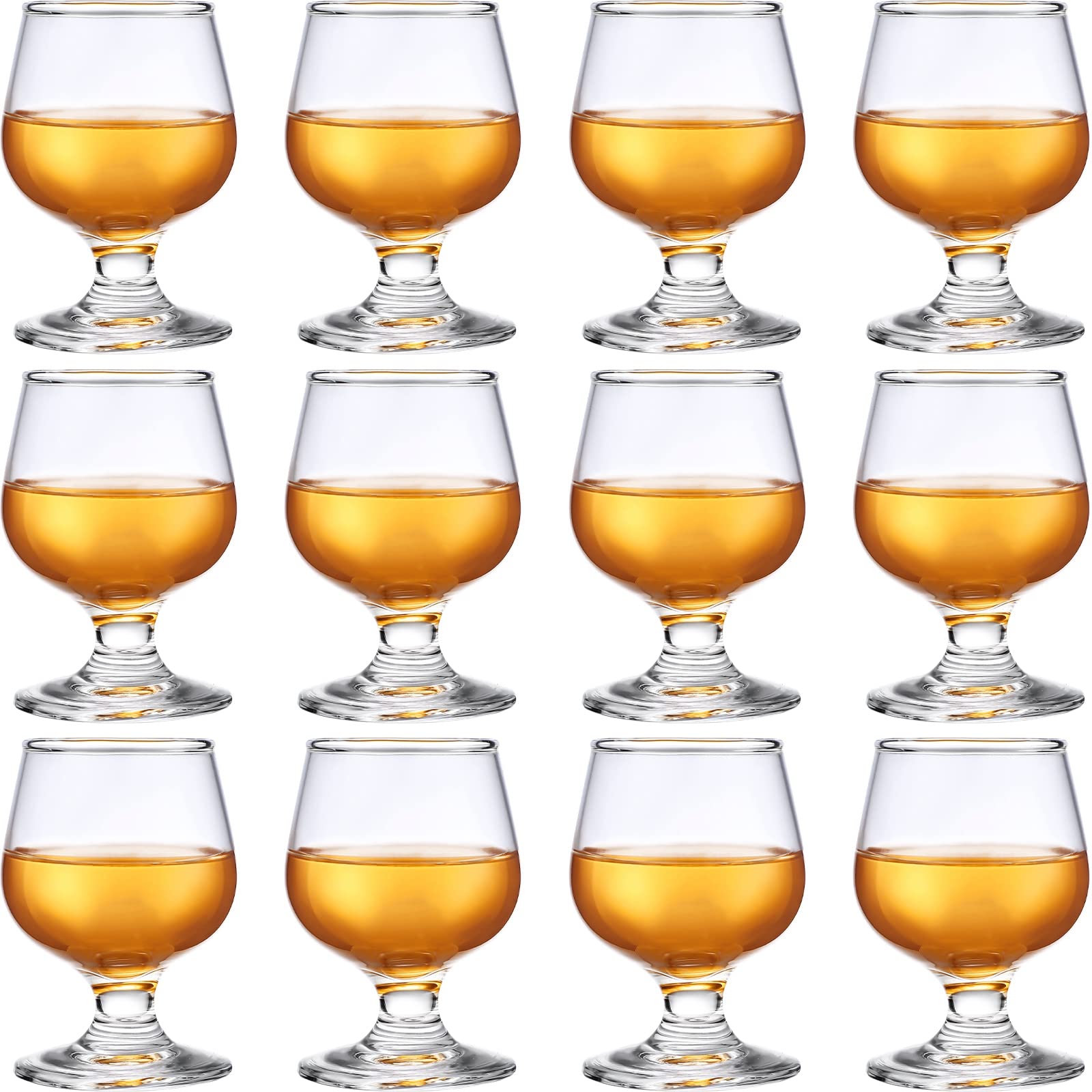 Qunclay 12 Pieces 3.5 oz Shot Glass Cute Brandy Snifter Cognac Bourbon Liquor Tequila Glasses Clear Small Sherry Whiskey Tasting Glasses for Martini Wine Drinking Liquor Beer Cup