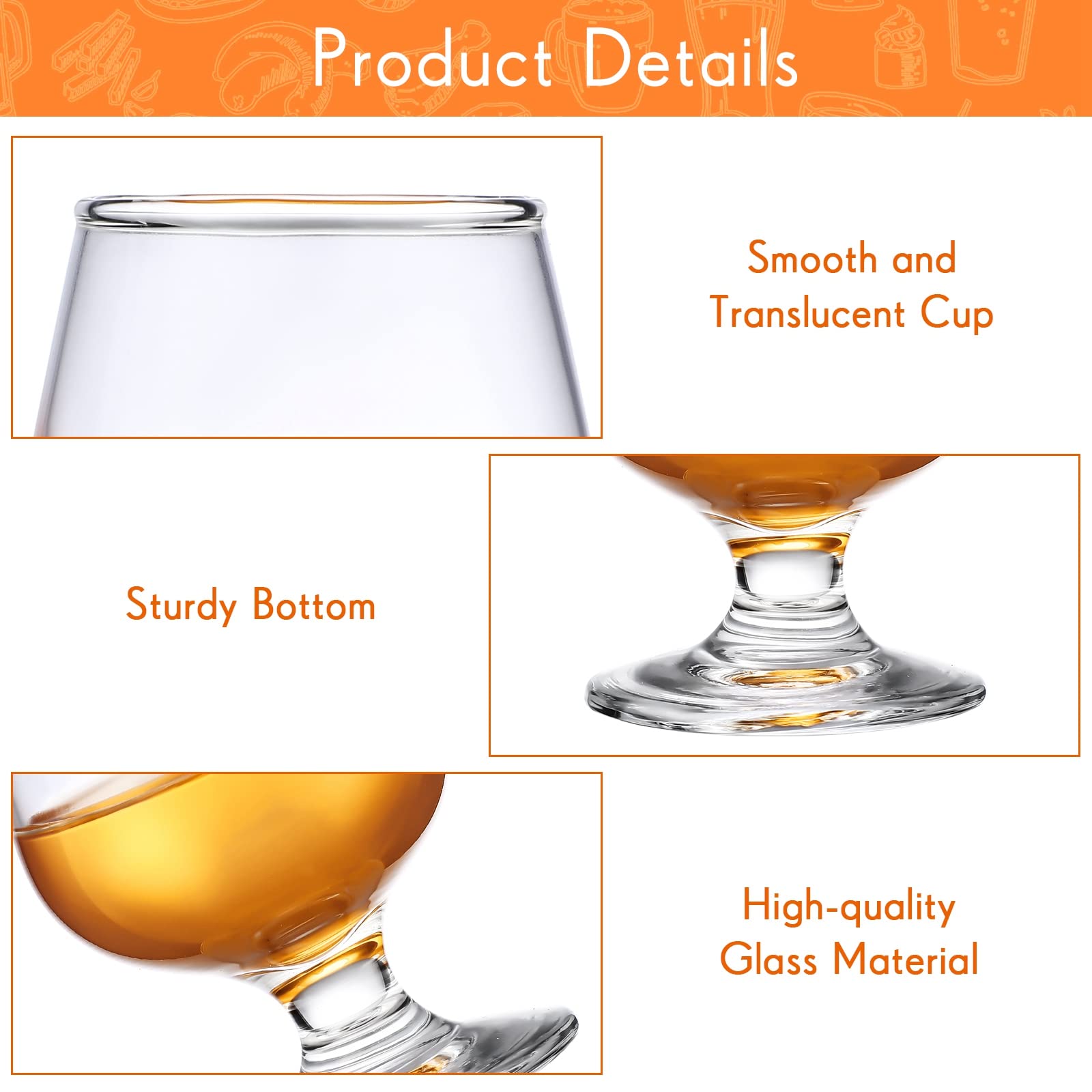 Qunclay 12 Pieces 3.5 oz Shot Glass Cute Brandy Snifter Cognac Bourbon Liquor Tequila Glasses Clear Small Sherry Whiskey Tasting Glasses for Martini Wine Drinking Liquor Beer Cup