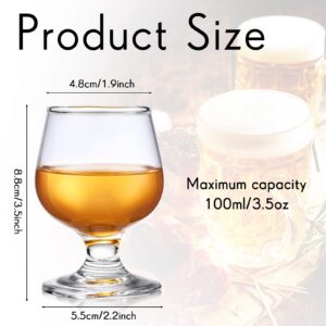 Qunclay 12 Pieces 3.5 oz Shot Glass Cute Brandy Snifter Cognac Bourbon Liquor Tequila Glasses Clear Small Sherry Whiskey Tasting Glasses for Martini Wine Drinking Liquor Beer Cup