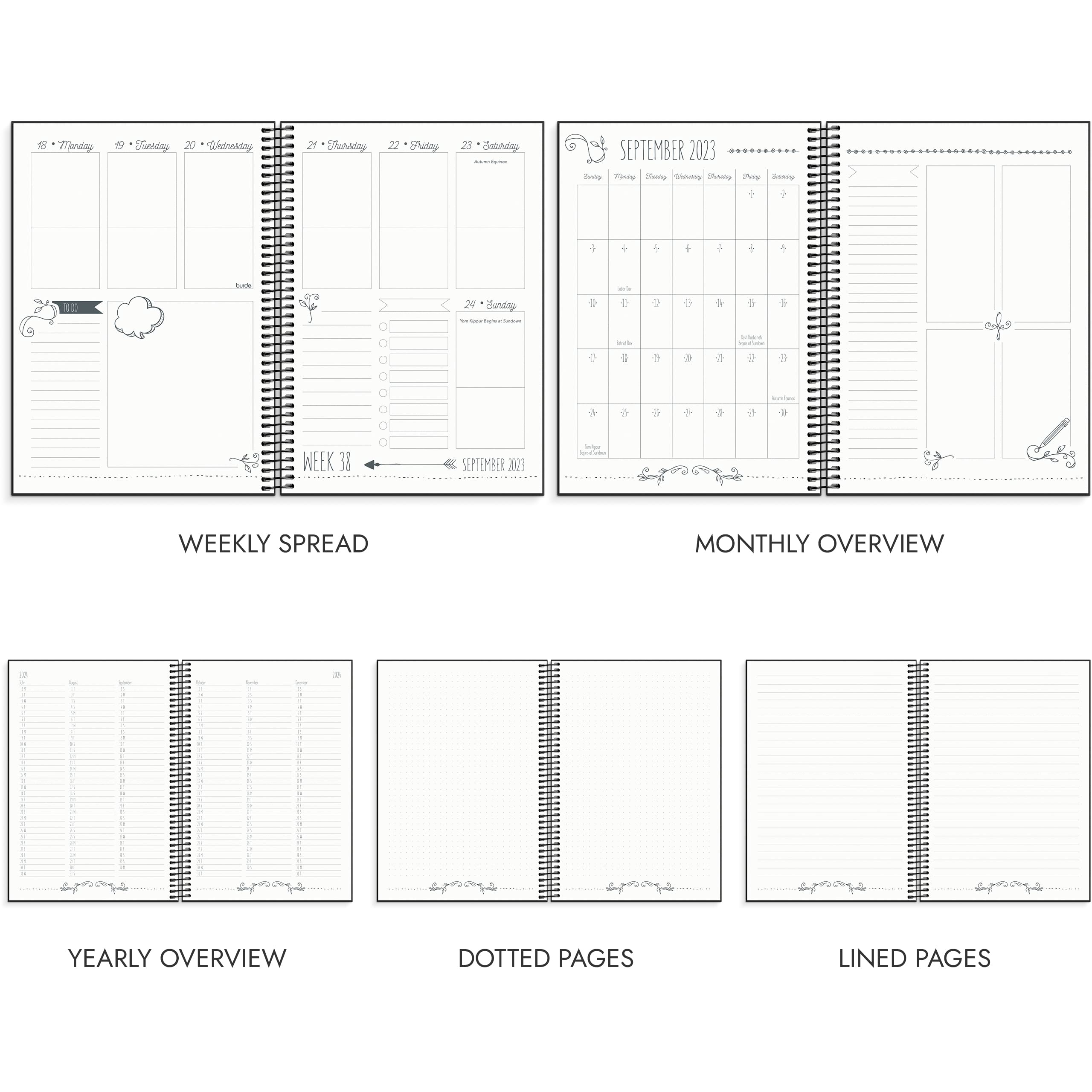 Doodle Life Planner for Academic Year 2023-2024 | 31 July 2023-25 August 2024 | Weekly Planner with Space for Creativity | Week to View Academic Diary 2023-2024 (Cover: Black) | 120gsm paper