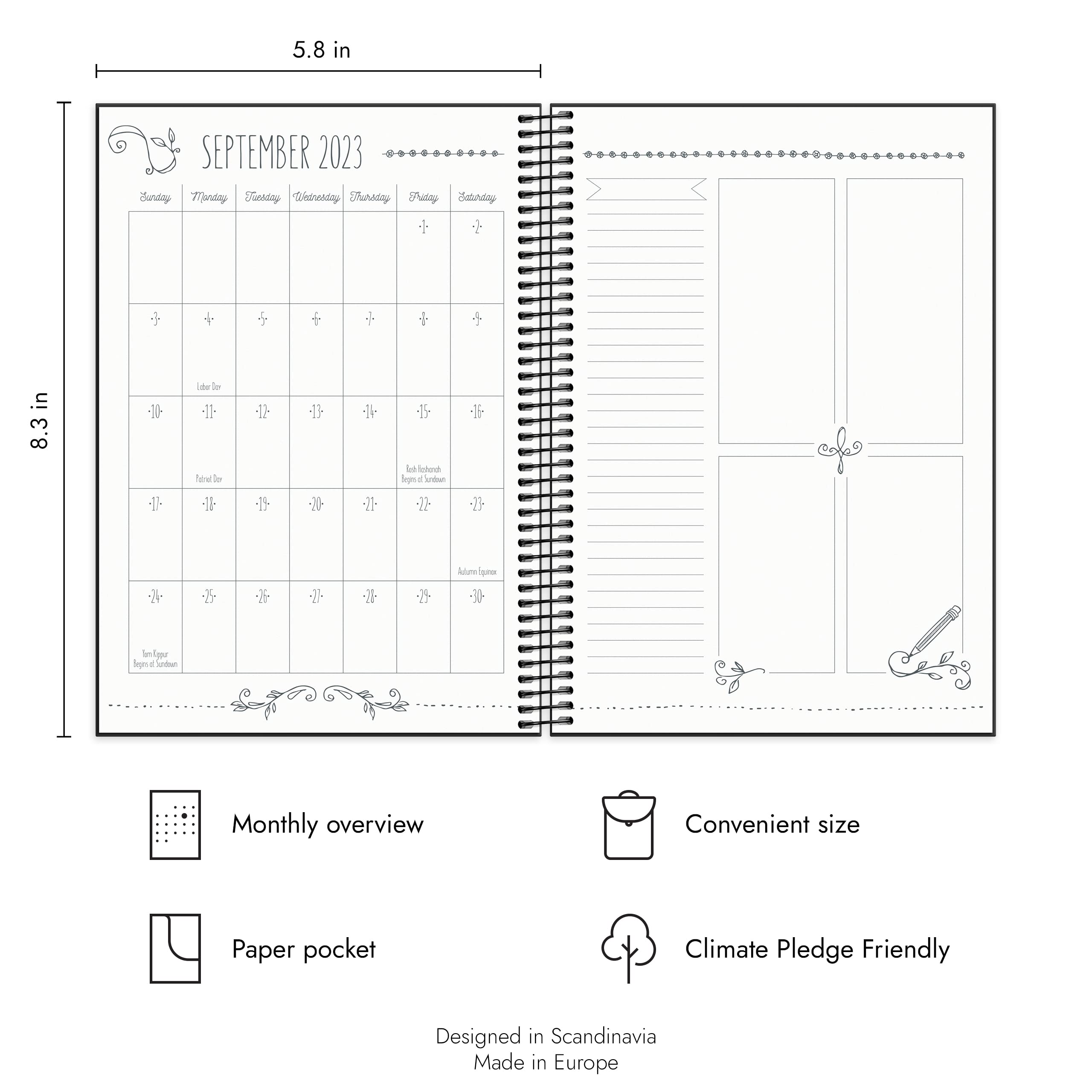 Doodle Life Planner for Academic Year 2023-2024 | 31 July 2023-25 August 2024 | Weekly Planner with Space for Creativity | Week to View Academic Diary 2023-2024 (Cover: Black) | 120gsm paper