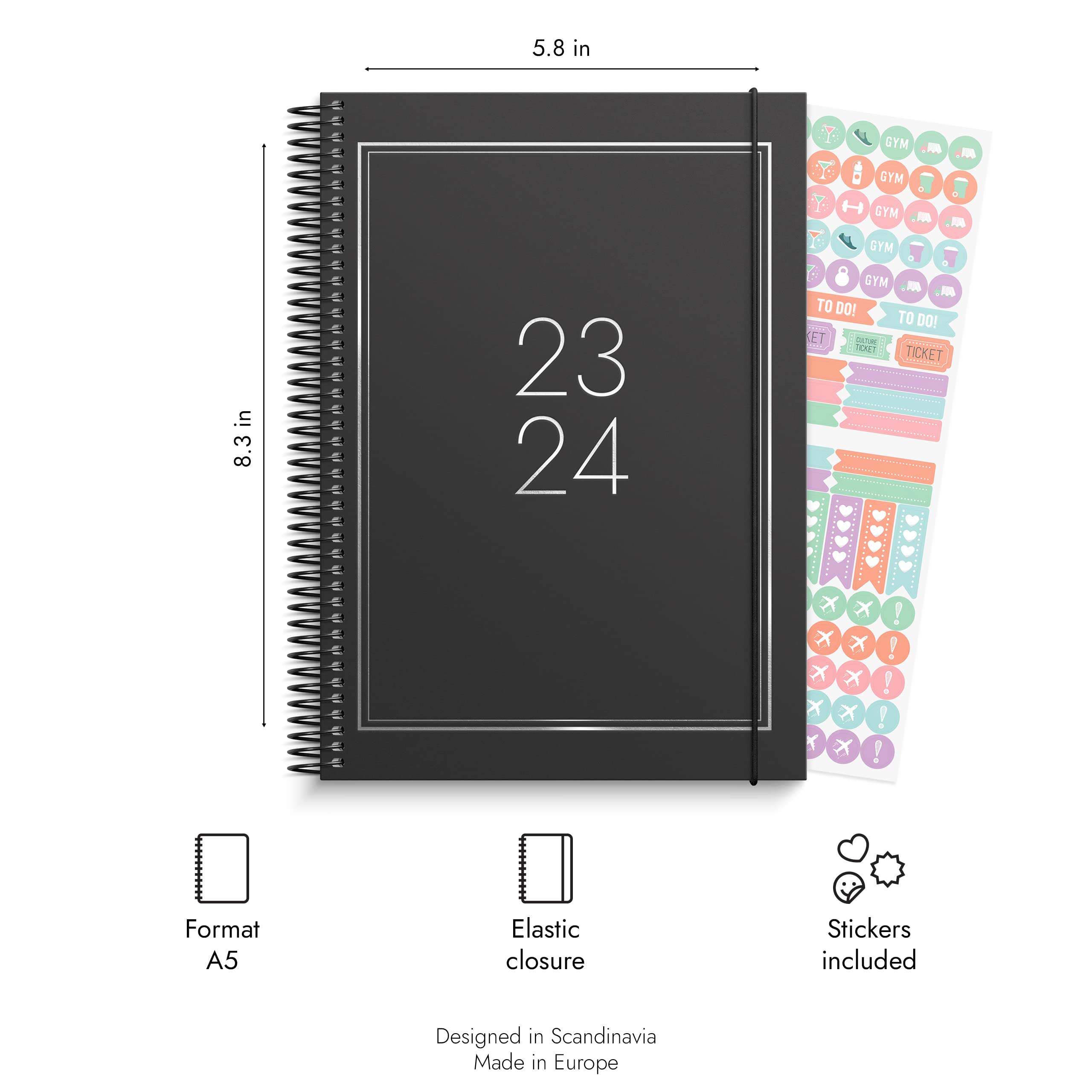 Doodle Life Planner for Academic Year 2023-2024 | 31 July 2023-25 August 2024 | Weekly Planner with Space for Creativity | Week to View Academic Diary 2023-2024 (Cover: Black) | 120gsm paper