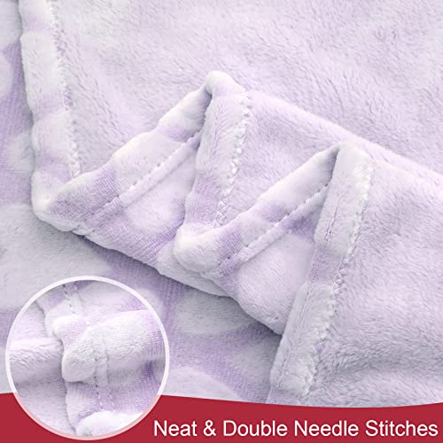 Bertte Plush Baby Blanket for Boys Girls | Swaddle Receiving Blankets Super Soft Warm Lightweight Breathable for Infant Toddler Crib Stroller - 33"x43" Large, Lavender Hearts Embossed