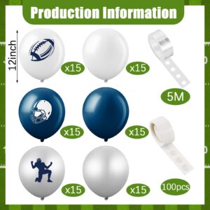 96 PCS Cowboys Birthday Party Decorations Football Birthday Party Decorations Navy Blue Birthday Balloons Football Balloons Football Foil Party Balloons for Sports Fans Party Supplies