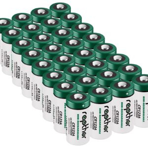 rapthor 1650mAh CR123A 3V Lithium Batteries 32 Pack CR123 High Power 123A CR17345 Photo Battery PTC Protected for Cameras Flashlight Alarm Smart Sensors (Non-Rechargeable, Not for Arlo)