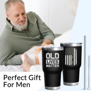 Dad Gifts for Men Old Lives Still Matter Gifts for Men 30oz Old Lives Matter Cup Tumbler with Lid and Straw Fathers Day Birthday Christmas Gifts for Dad Grandpa Gag Gifts for Men 50th 60th 70th 80th