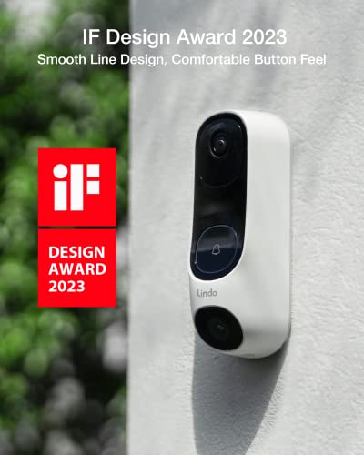 Lindo Pro Dual Camera Video Doorbell 2K with Chime, Free Video History, Over 190° Widest Field of View, 5MP Ultra HD Wireless Doorbell Camera, Triple Detection, 5-Min Installation, Battery Powered