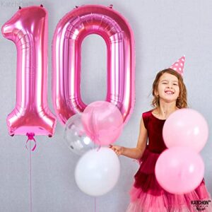 KatchOn, Giant Hot Pink 10 Balloon Number - 40 Inch | Hot Pink 10 Birthday Balloon, 10th Birthday Decorations for Girl | Pink Number 10 Balloon | 10th Birthday Balloons, 10 Year Old Balloons for Girls