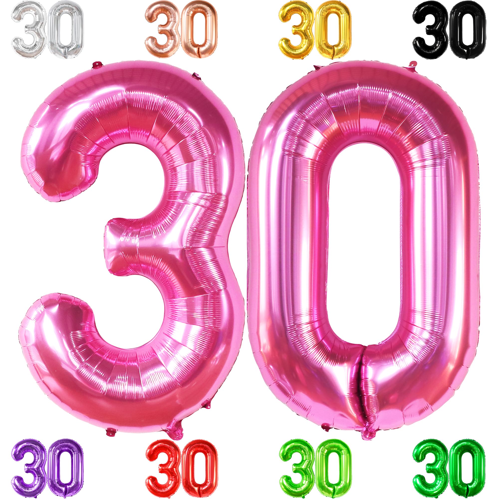 KatchOn, Hot Pink 30 Balloon Numbers - 40 Inch | Pink 30 Balloons, Pink 30th Birthday Balloons, 30th Birthday Decorations For Her | Number 30 Balloons for Hot Pink 30th Birthday Decorations for Women