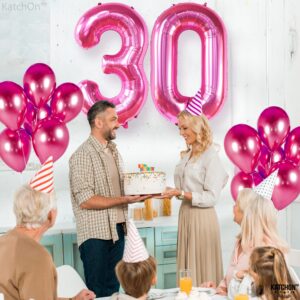 KatchOn, Hot Pink 30 Balloon Numbers - 40 Inch | Pink 30 Balloons, Pink 30th Birthday Balloons, 30th Birthday Decorations For Her | Number 30 Balloons for Hot Pink 30th Birthday Decorations for Women