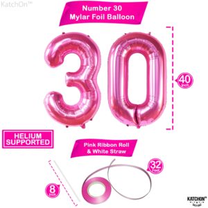 KatchOn, Hot Pink 30 Balloon Numbers - 40 Inch | Pink 30 Balloons, Pink 30th Birthday Balloons, 30th Birthday Decorations For Her | Number 30 Balloons for Hot Pink 30th Birthday Decorations for Women