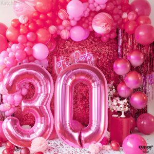 KatchOn, Hot Pink 30 Balloon Numbers - 40 Inch | Pink 30 Balloons, Pink 30th Birthday Balloons, 30th Birthday Decorations For Her | Number 30 Balloons for Hot Pink 30th Birthday Decorations for Women