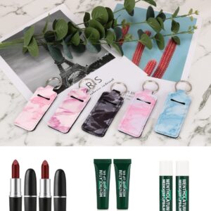 Chapstick Holder Lip balm Holder Lipstick Sleeve Pouch Lip Gloss Holder With Hook 3 Pcs Marble Stocking Stuffers Gift for Women (3pcs)