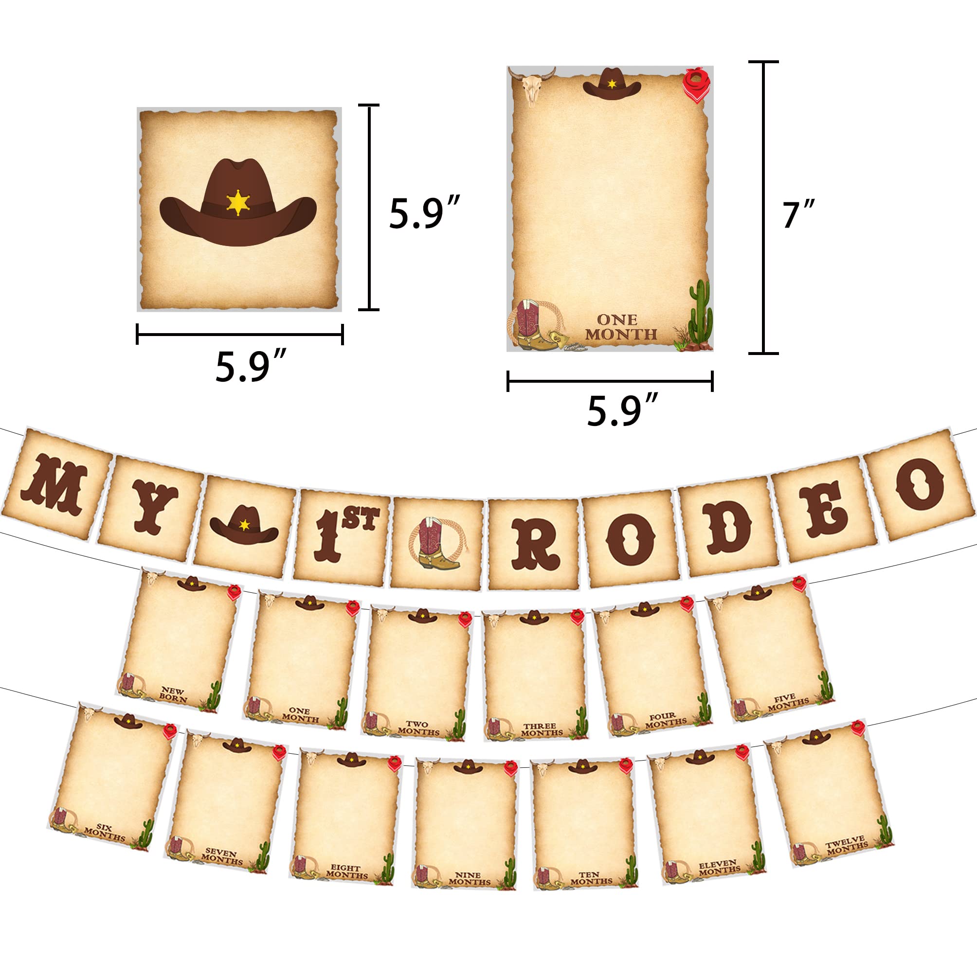 Cowboy My First Rodeo banner,Cowboy 1st Birthday Photo Banner for Baby from Newborn to 12 Months, Cowboy First Birthday Decorations Boy Monthly Milestones Cowboy Baby Shower Party Decorations.…