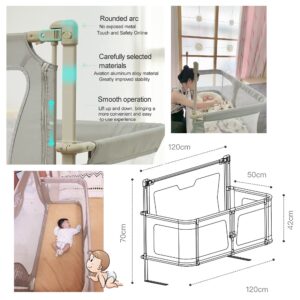 3 in 1 Baby bassinets bedside sleeper,120x50cm,for co sleeper for baby in bed,Portable Crib,for co sleeper bassinet attach to bed,baby beds,breathable and visible mesh window and sturdy aluminum alloy