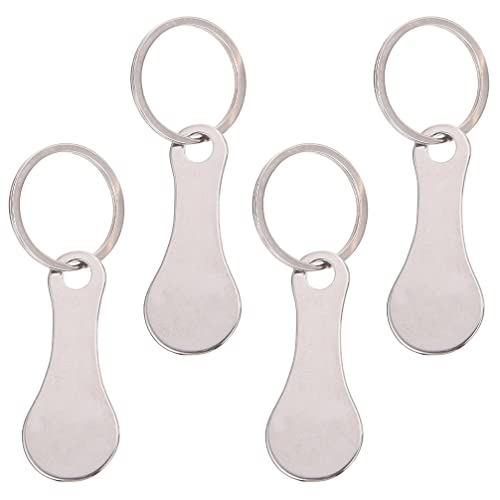 TOYANDONA 4Pcs Shopping Trolley Tokens Key Rings Stainless Steel Key Rings Portable Trolley Removers