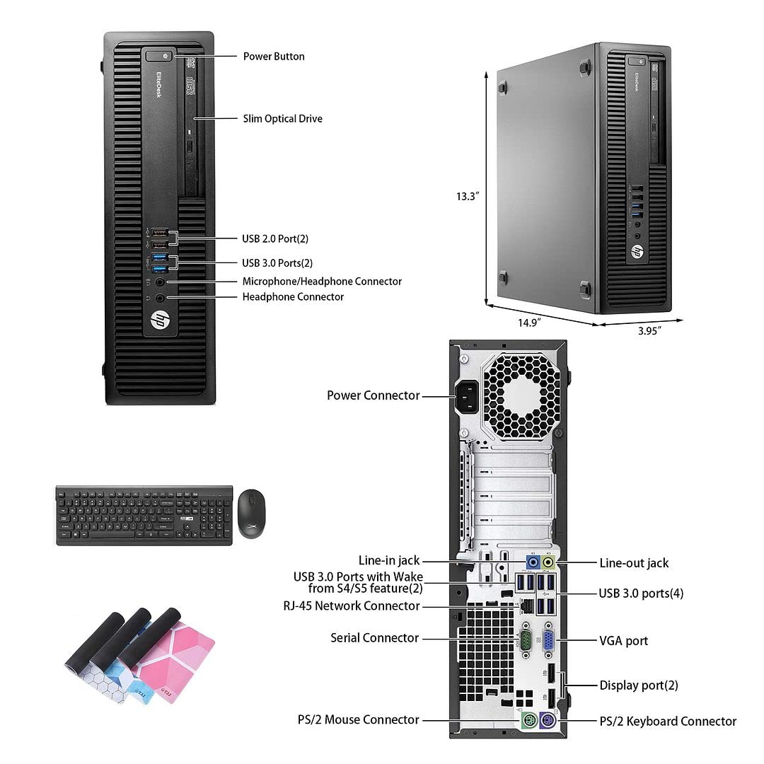 HP EliteDesk 800 G2 Refurbished Desktop Computers Small Form Factor PC,i7 32GB Ram 1TB SSD,AX210 Built-in WiFi,Dual Monitor Support,HDMI,DVD-RW,Win10 Pro,Wireless K&M Brand TJJ Mouse Pad(Renewed)