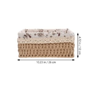 Cabilock Hyacinth Desktop Lined Beige Shelves Container Hand Sundries Countertop Living Cloth Flower Holder Liner Small Toilet Xxcm Towels Fabric Shelf Baskets Wicker Makeup Straw