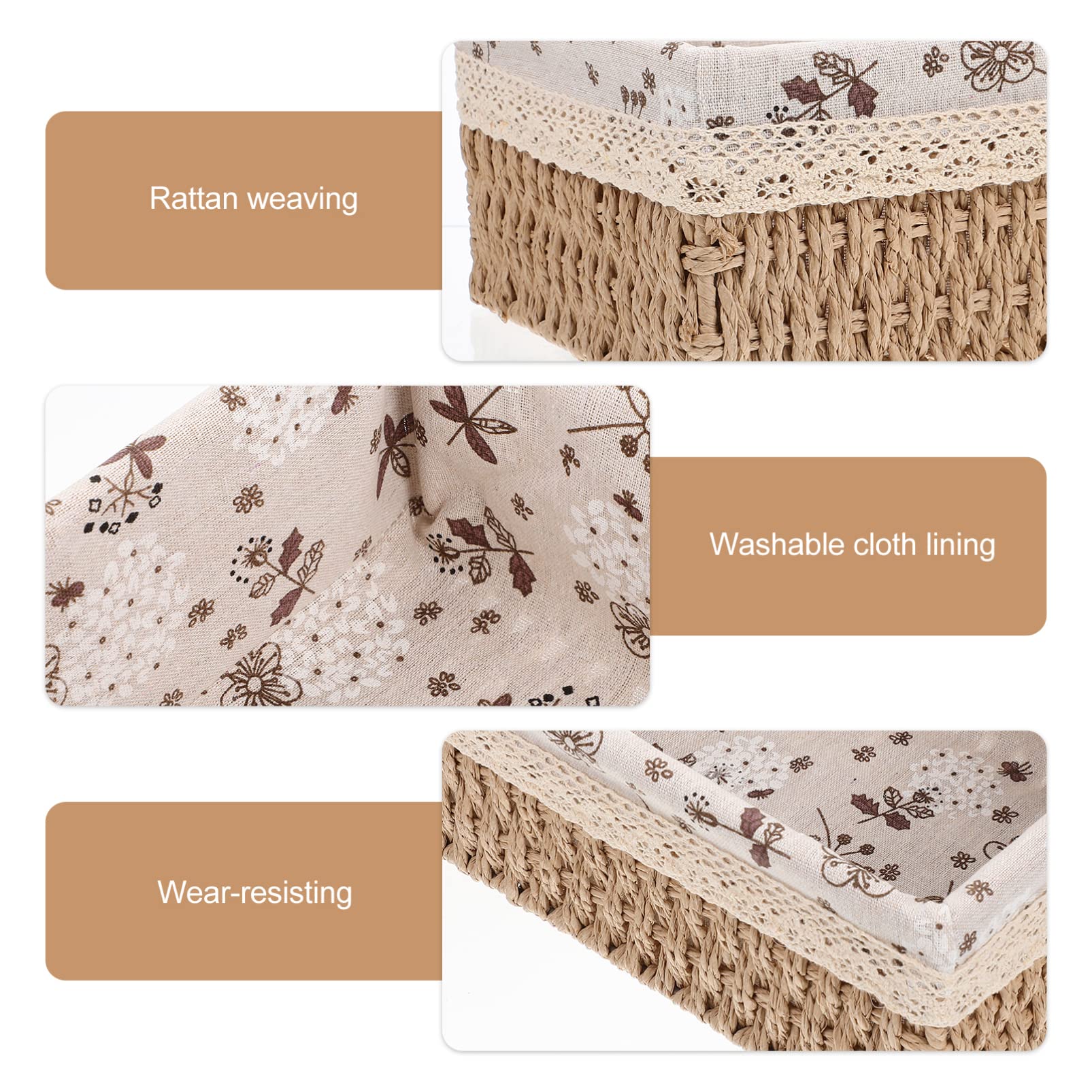 Cabilock Hyacinth Desktop Lined Beige Shelves Container Hand Sundries Countertop Living Cloth Flower Holder Liner Small Toilet Xxcm Towels Fabric Shelf Baskets Wicker Makeup Straw