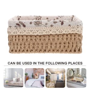 Cabilock Hyacinth Desktop Lined Beige Shelves Container Hand Sundries Countertop Living Cloth Flower Holder Liner Small Toilet Xxcm Towels Fabric Shelf Baskets Wicker Makeup Straw