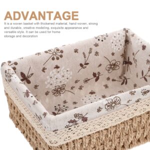 Cabilock Hyacinth Desktop Lined Beige Shelves Container Hand Sundries Countertop Living Cloth Flower Holder Liner Small Toilet Xxcm Towels Fabric Shelf Baskets Wicker Makeup Straw