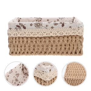 Cabilock Hyacinth Desktop Lined Beige Shelves Container Hand Sundries Countertop Living Cloth Flower Holder Liner Small Toilet Xxcm Towels Fabric Shelf Baskets Wicker Makeup Straw