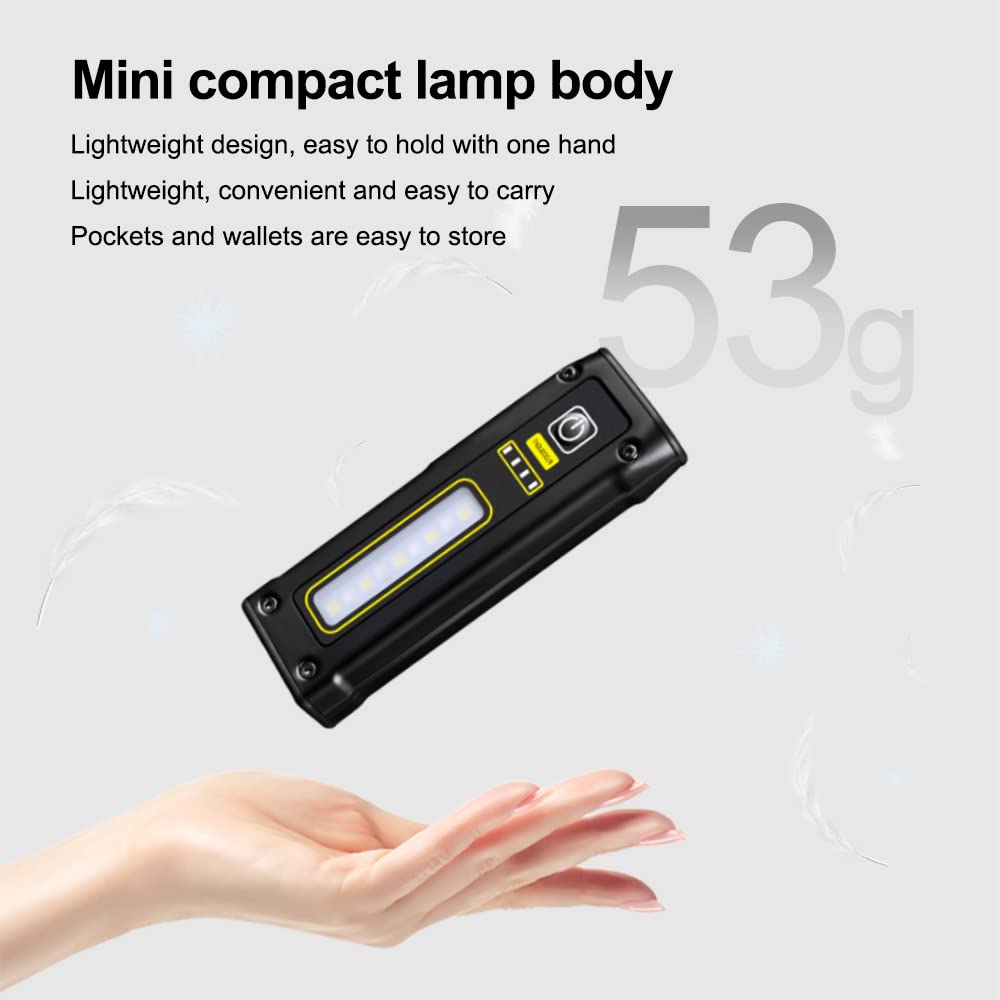 PINSAI 2 Pack Portable Rechargeable LED Work Light, Mini Magnetic Flashlights for Mechanics with COB Sidelight, Small Multi-Use Waterproof Super Bright Car Repair Emergency Trouble Light