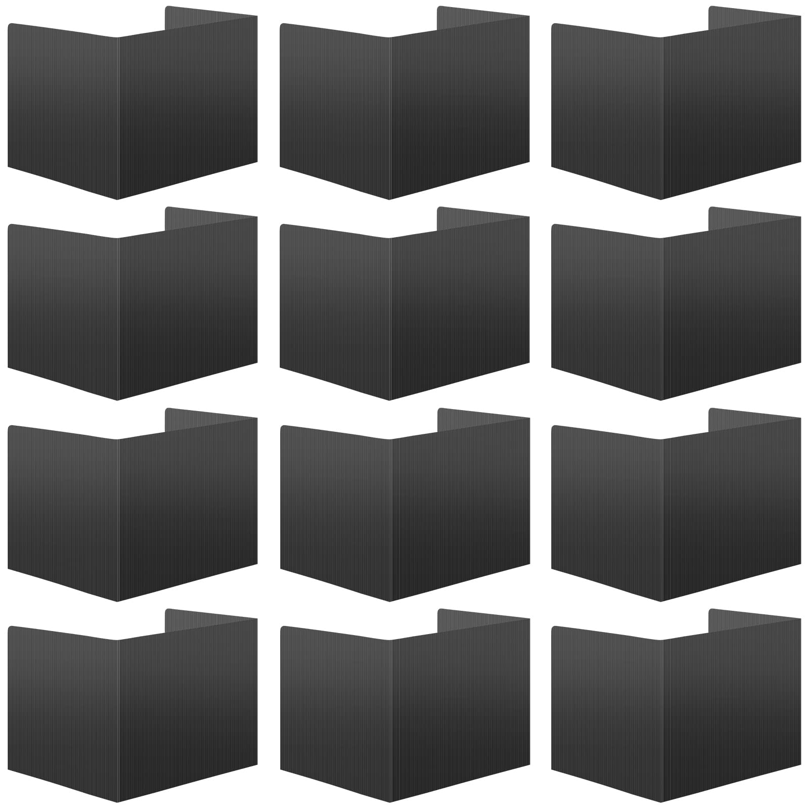 24 Pcs Plastic Privacy Folders for Students Classroom Partitions Divider Shield Desk Privacy Study Carrel Panel Testing Boards, 45.35 x 13.5'' (Black)