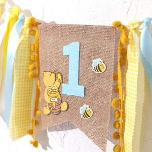 Winnie High Chair Banner - Winnie 1st/first Birthday Party Decorations,winnie One High Chair Banner,1st Birthday Highchair Decor, Winnie Party Decorations, Photo Prop Winnie Baby Shower Smash Cake