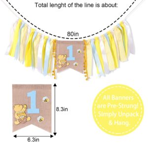 Winnie High Chair Banner - Winnie 1st/first Birthday Party Decorations,winnie One High Chair Banner,1st Birthday Highchair Decor, Winnie Party Decorations, Photo Prop Winnie Baby Shower Smash Cake