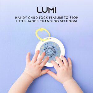 LUMI Portable White Noise Machine | 26 Sounds | 7 Colour Night Light | 55+ Hours Battery Life | Child Lock | Sleep Timer | USB Rechargeable | Sleep Sound Machine Baby | Baby Shusher