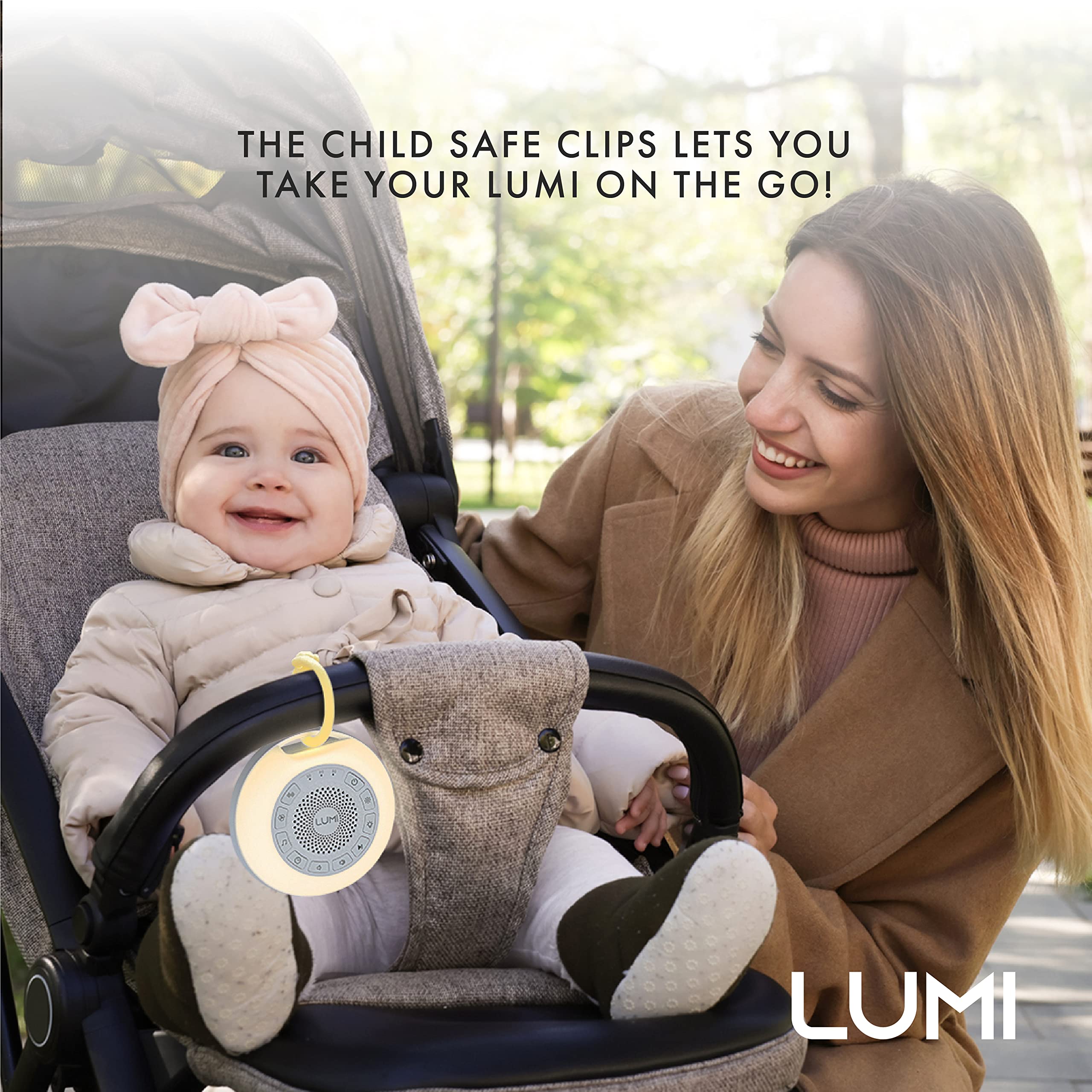 LUMI Portable White Noise Machine | 26 Sounds | 7 Colour Night Light | 55+ Hours Battery Life | Child Lock | Sleep Timer | USB Rechargeable | Sleep Sound Machine Baby | Baby Shusher