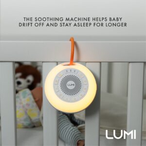 LUMI Portable White Noise Machine | 26 Sounds | 7 Colour Night Light | 55+ Hours Battery Life | Child Lock | Sleep Timer | USB Rechargeable | Sleep Sound Machine Baby | Baby Shusher