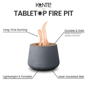 Tabletop Fire Pit - Concrete Fire Bowl, Mini Portable Tabletop Fireplace for Indoor Outdoor, Rubbing Ethanol Alcohol Round