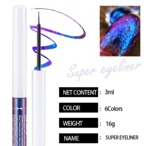 Chameleon Glitter Eyeliner Liquid - 1Pcs Gold Metallic High-Pigmented Colored Makeup Glitter Pen for Eye Liner Eyeshadow, Smudge-proof, Ultra-Fine Tip Multichrome Eyeliner, Gift for Women Girl- 01