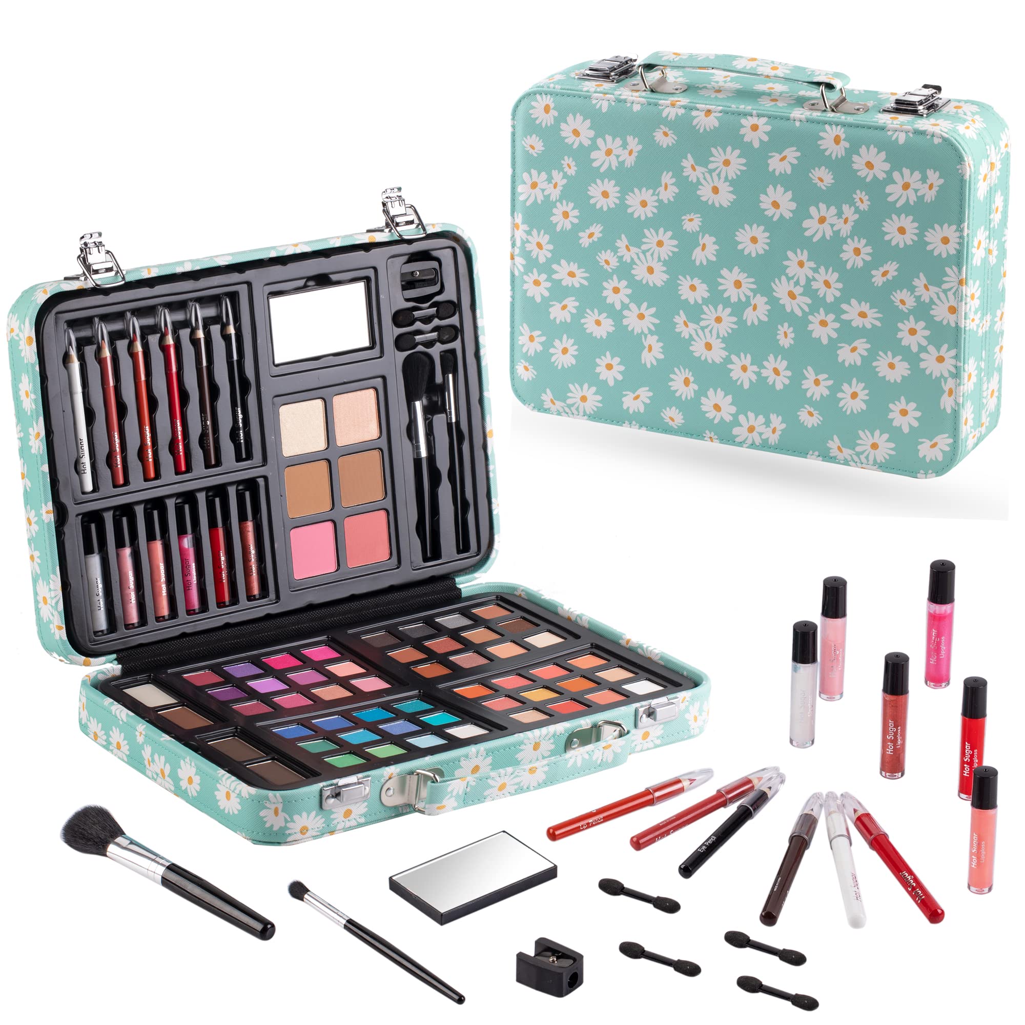 Hot Sugar Makeup Kit for Teenager Girls 10-12, All in One Beginner Makeup Kit for Women Full Kit, Teen makeup kit Cosmetic Gift Set on Birthday Christmas (PINK ARGYLE)