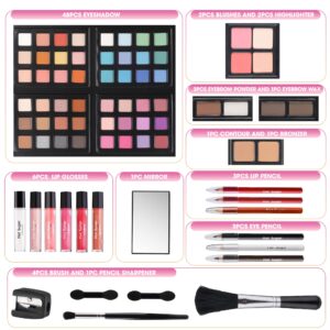 Hot Sugar Makeup Kit for Teenager Girls 10-12, All in One Beginner Makeup Kit for Women Full Kit, Teen makeup kit Cosmetic Gift Set on Birthday Christmas (PINK ARGYLE)