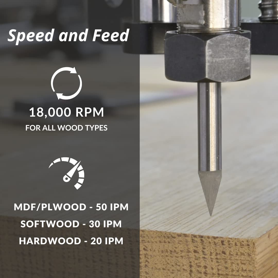 ROUTYBITS - 30 Degree - V Bit Engraver - 1/4 Inch Diameter Shank, Solid Carbide, Engraving, CNC Router Bits