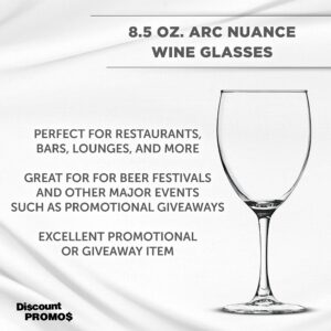 DISCOUNT PROMOS ARC Nuance Wine Glasses 8.5 oz Set of 6, Bulk Pack - Restaurant Glassware, Perfect for Red Wine, White Wine, Cocktails and More - Clear