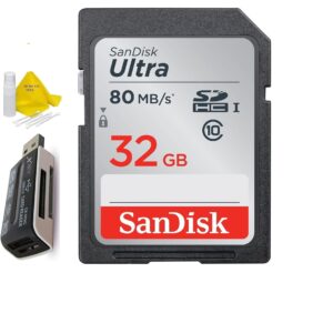 32gb ultra class 10 sdxc uhs-i sd memory card for canon eos rebel t8i t7i t7 t6i t6s t6 t5i t5 t3i sl2 sl1 eos 90d 80d 77d 70d eos 9000d 800d 760d 750d dslr camera + accessories