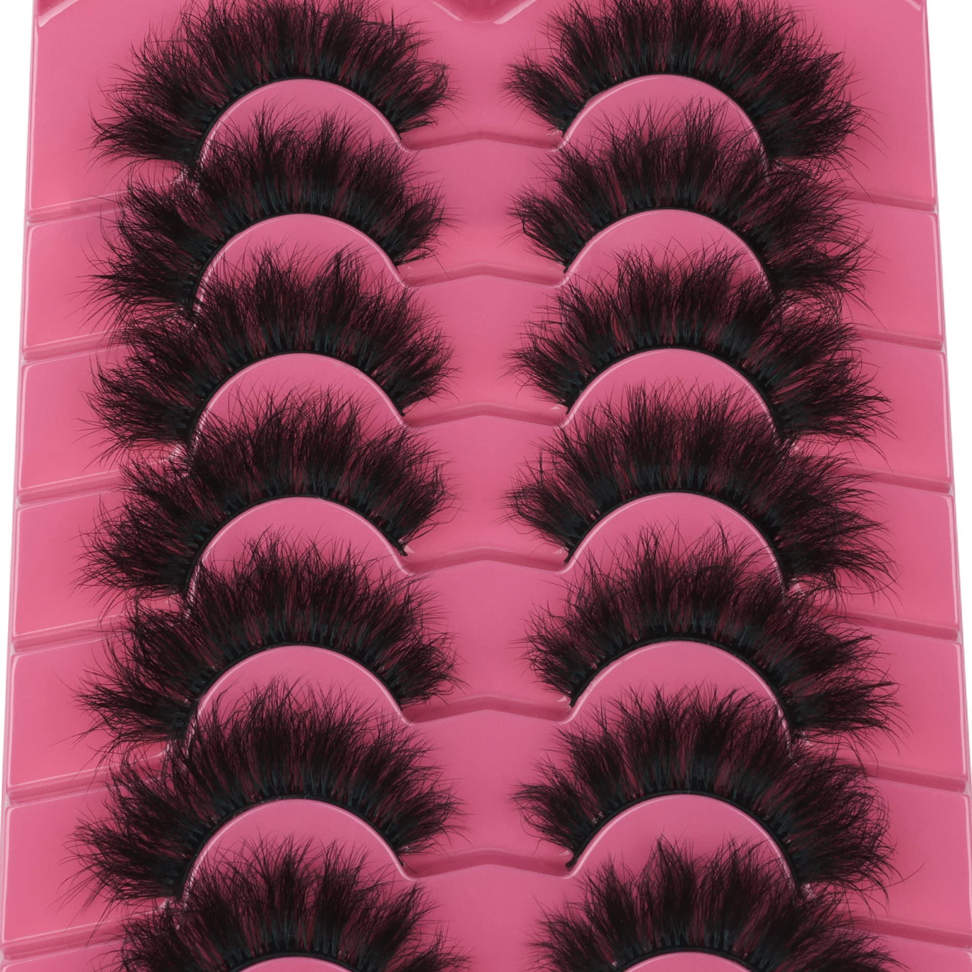 Mink Lashes Fluffy 8D False Eyelashes Wispy Eye Lashes Cat-Eye Long 18MM Dramatic FANXITON 7 Pairs Pack Volume Thick Faux Mink Lashes Multipack