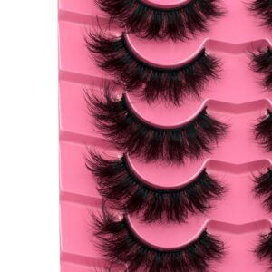 Mink Lashes Fluffy 8D False Eyelashes Wispy Eye Lashes Cat-Eye Long 18MM Dramatic FANXITON 7 Pairs Pack Volume Thick Faux Mink Lashes Multipack