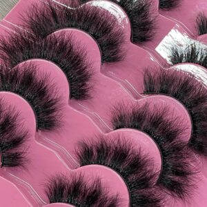 Mink Lashes Fluffy 8D False Eyelashes Wispy Eye Lashes Cat-Eye Long 18MM Dramatic FANXITON 7 Pairs Pack Volume Thick Faux Mink Lashes Multipack