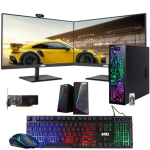 gaming desktop pc, core i7 6th gen, techmagnet zeus, gt 1030 graphic, 16gb ram, 1tb ssd | 2tb hdd, new dual mtg 24 inch monitor, rgb keyboard mouse, speaker, webcam, wifi, win 10 pro (renewed)