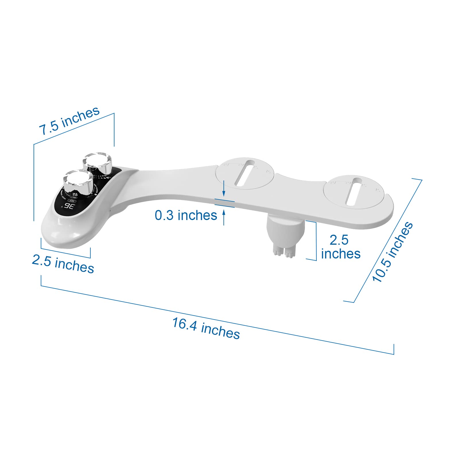 Bidet Toilet Attachment w/Digital Display Temperature, Adjustable Cool to Warm Water, Non-Electric Self Cleaning Dual Retractable Nozzles for Rear & Feminine Wash