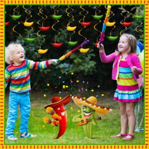 30 Pieces Chili Pepper Whirls Cinco de Mayo Pepper Decorations for Fiesta Party Mexico Spiral Hanging Party Streamers for Decor Mexican Party Accessories (Red, Yellow, Green)