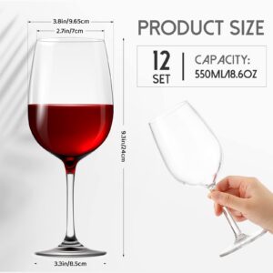 Purpeak Set of 12 Plastic Wine Glasses with Stem Unbreakable Wine Glasses Reusable Clear Goblet Wine Glasses for Drinking, Pool, Travel, Camping or Picnic Supplies (Goblet)