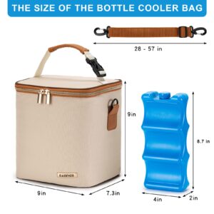 BABEYER Breastmilk Cooler Bag with Ice Pack Fits 6 Baby Bottles Up to 9 Ounce, Baby Bottle Bag with Shoulder Strap for Nursing Mom Daycare, Cream