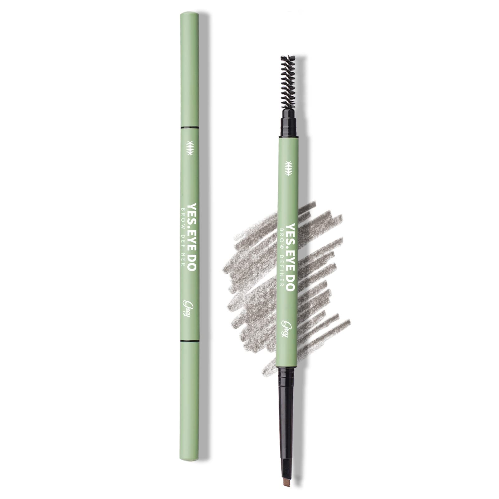 Gray Eyebrow Pencil Liner, Ultra Slim Eyebrow Pencil Automatic Brow Definer Long Lasting, Waterproof Micro Fine Triangle Tip Double Head Brow Sculptor for Natural Eye Brow Lamination Makeup Look, Grey, YES.EYE DO